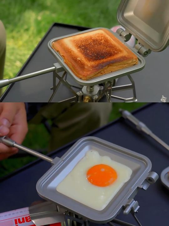 CAMPINGMOON Sandwich Frying Toaster Pan Outdoor Camping Bread Toast ...