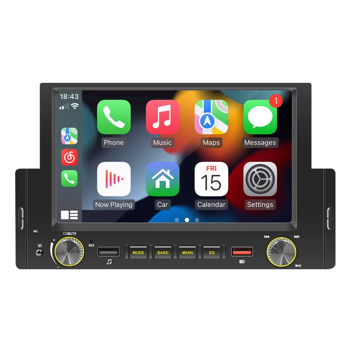 170W 1 DIN Car MP5 Player Head Unit 6.2” Touch Screen Wireless Carplay ...