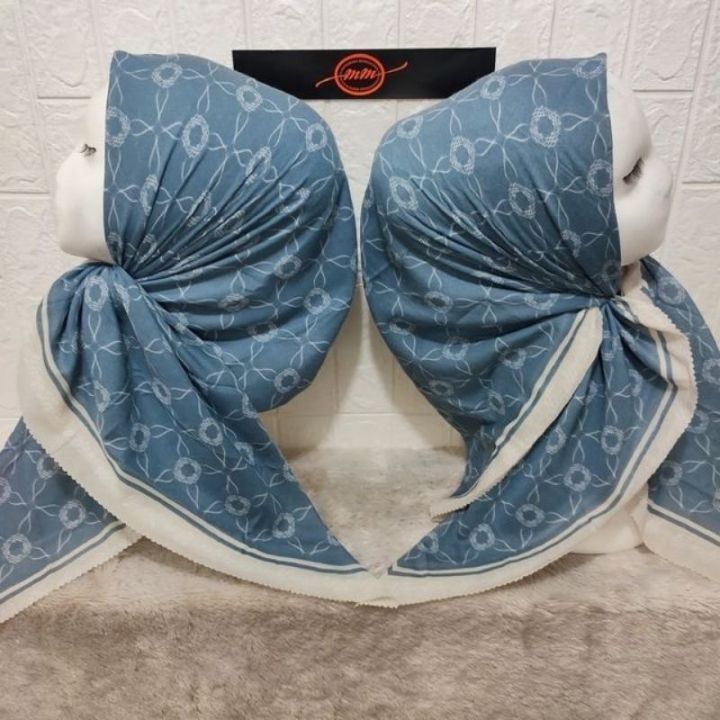 Promo Hijab Segi Empat Voal Motif Mono Warna Denim Kerudung Jilbab ...