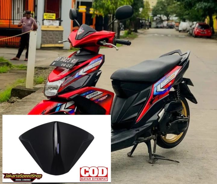 VISOR MIO M3 BAHAN TEBAL HITAM POLOS KILAP PLUS LEM 3M DOUBLE TAPE ...