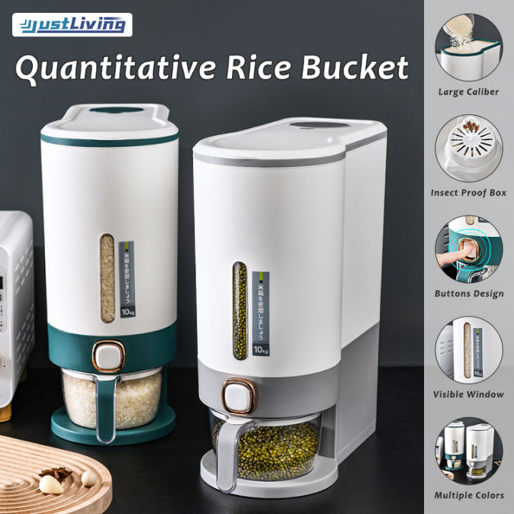 JustLiving 5KG/10KG Rice Dispenser Nano Bucket Insect Moisture-Proof ...