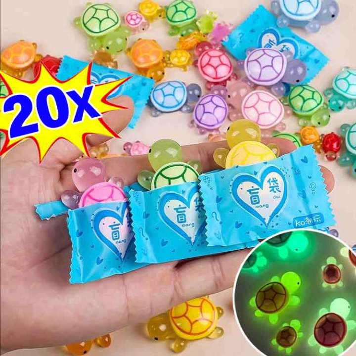 YESPERY 20pcs Luminous Turtle Blind Bag Mini Cute Turtle Toy Glow in ...