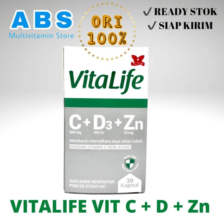 Vitalife multivitamin C+D3+Zn isi 30 kapsul | Lazada Indonesia