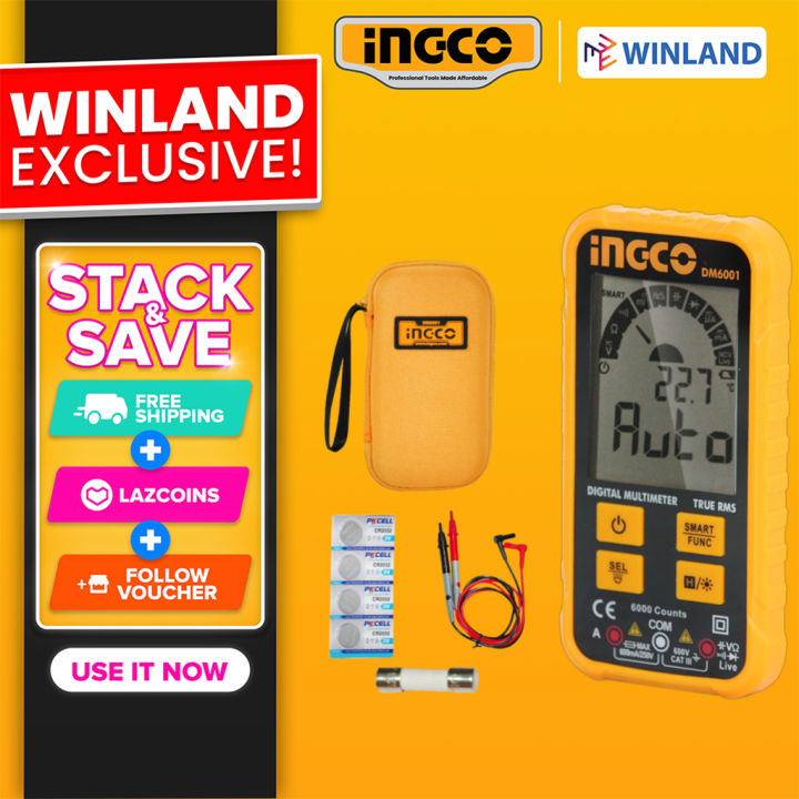 Ingco by Winland LCD Digital Multimeter True RMS 6000 Counts with Auto ...