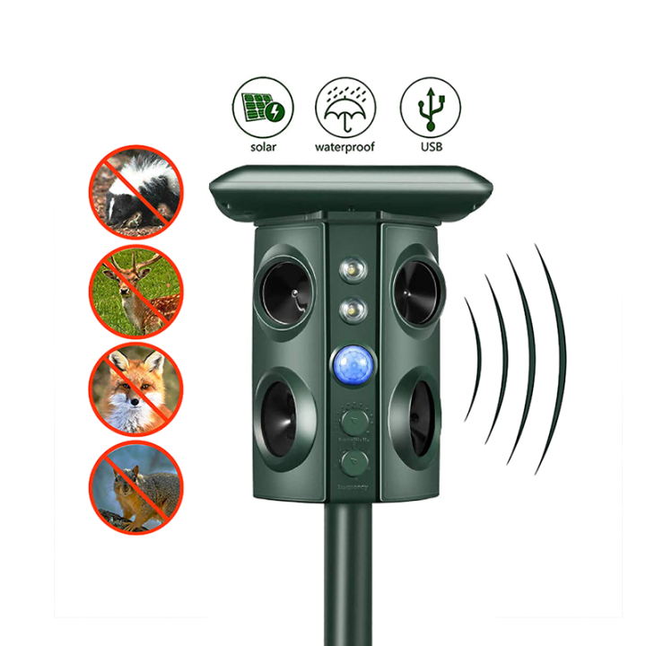 Ultrasonic Animal repeller Outdoor waterproof IP66led alarm to repel ...