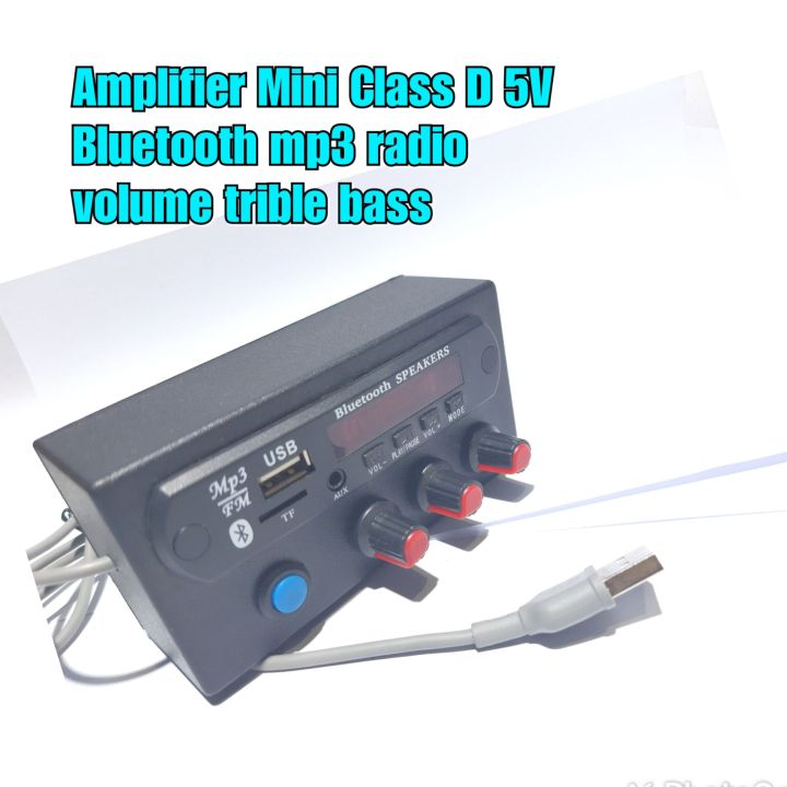 Ampli Amplifier Mini Class D 5V BLUETOOTH Tone Control Volume Bass ...
