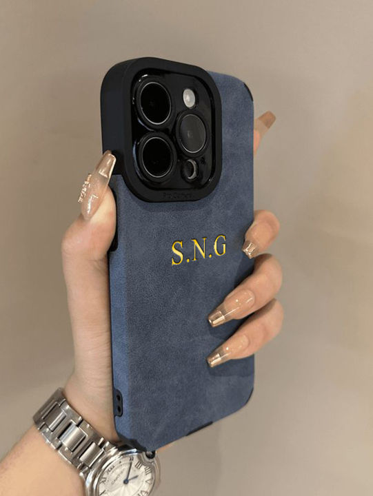 Luxury Lambskin Leather Personalized Customized Initials Name Case For ...