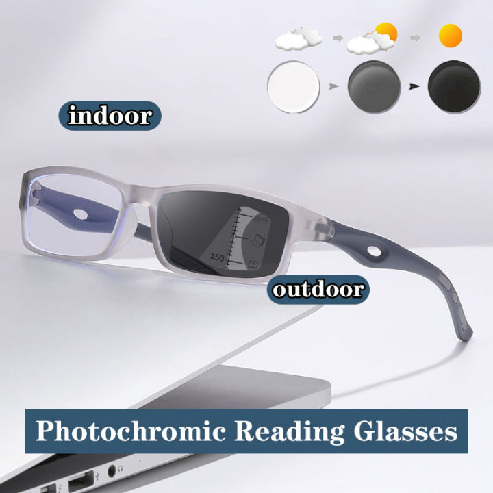 4 in 1 Photochromic Progressive Multifocal Reading Glasses Far and Near ...