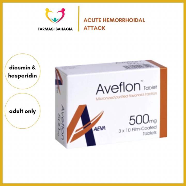 Aeva Aveflon Tablet 500mg (10’s / Box 3x10’s) (Hemorrhoid @ Buasir ...
