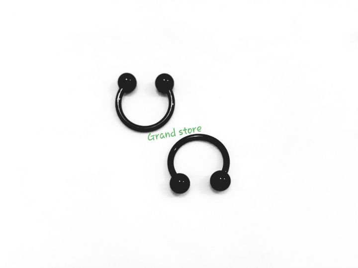 ball 4mm anting piercing tusuk barbel kecil tapal kuda titanium hitam ...