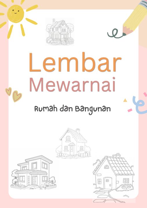 Lembar Mewarnai Rumah dan Bangunan 20 lembar - Printable Kreatifitas ...