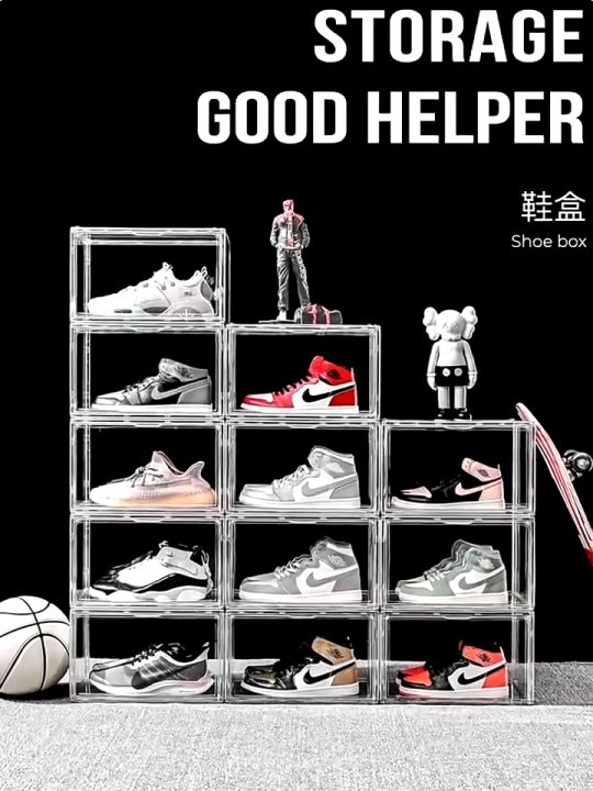 【Local Stock】Magnetic Clear Acrylic Shoe Box Front Drop and Side Drop ...