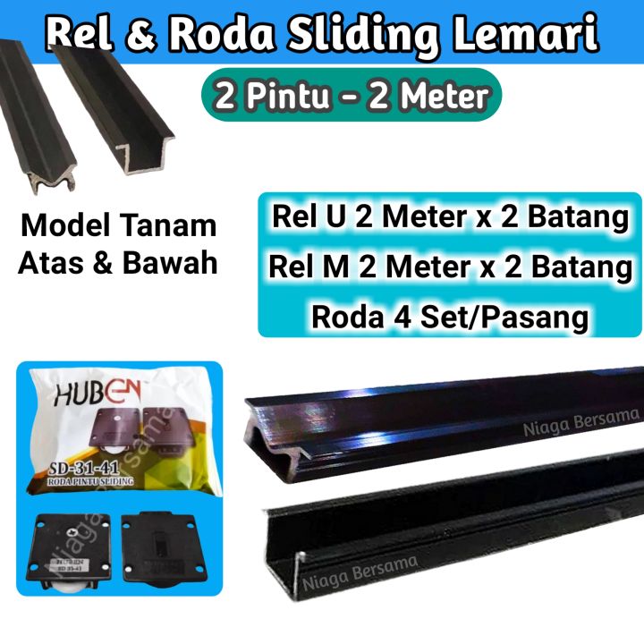 Rel Sliding Lemari 2 Pintu 2 Meter Tanam U Dan M Plus Roda Geser | Lazada Indonesia
