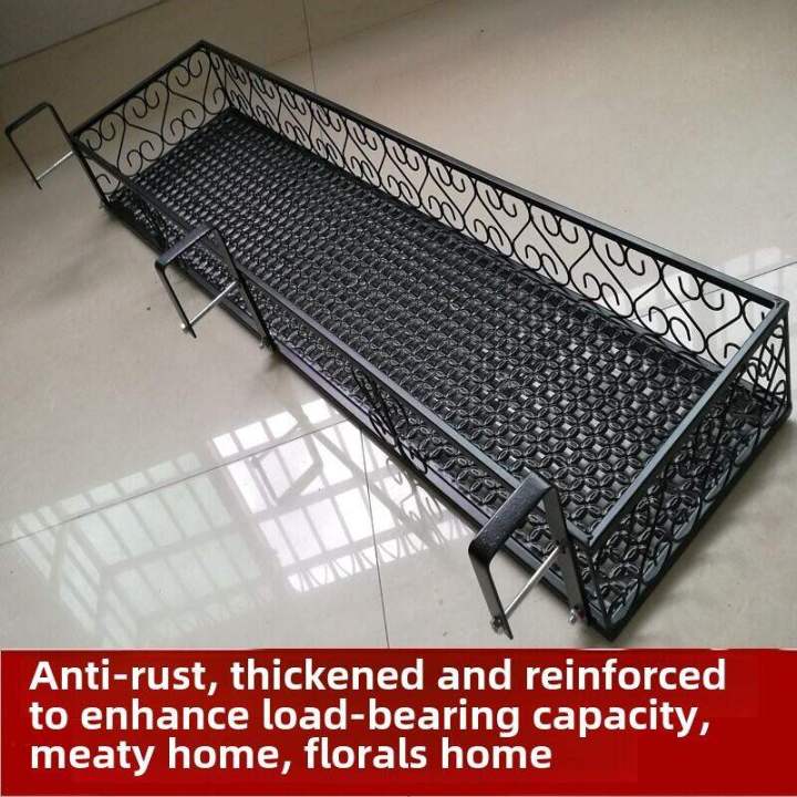 Multi-Layer Iron Art Plant Pot Rack Balcony Railings Wall Mounted Green ...