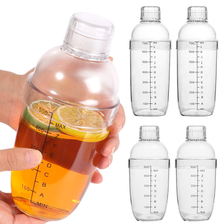 500ml/700ml PET Shaker Transparent Cocktail Shaker with Scale Lemon Tea ...