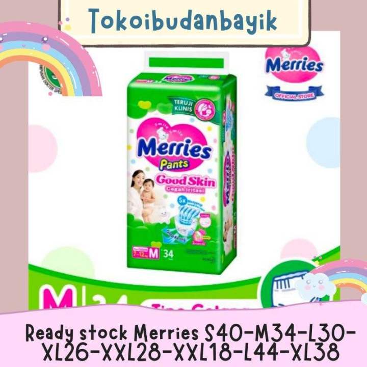 COD Popok Diapers Merries S40 M34 L30 XL26 XXL28 L44 XL38 M50 | Lazada ...