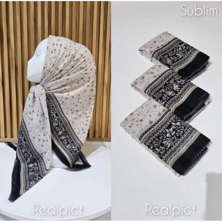 Hijab Segi Empat Voal Motif Kode 87 Lusi Hitam Putih Jilbab Terbaru ...