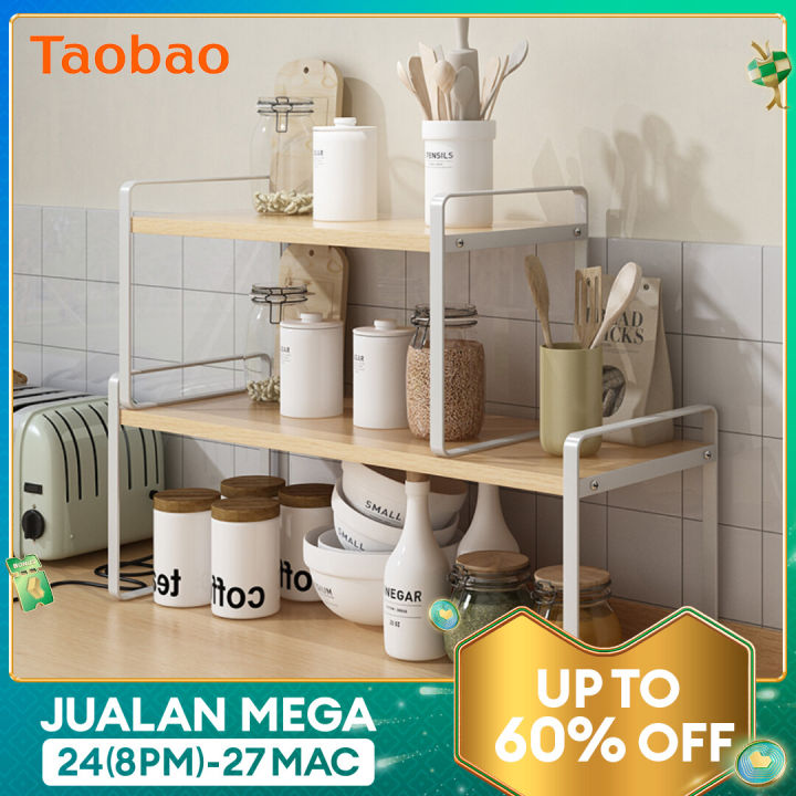 Double-Layer Seasoning Rack Table Top Kitchen Storage Rack Table Top ...