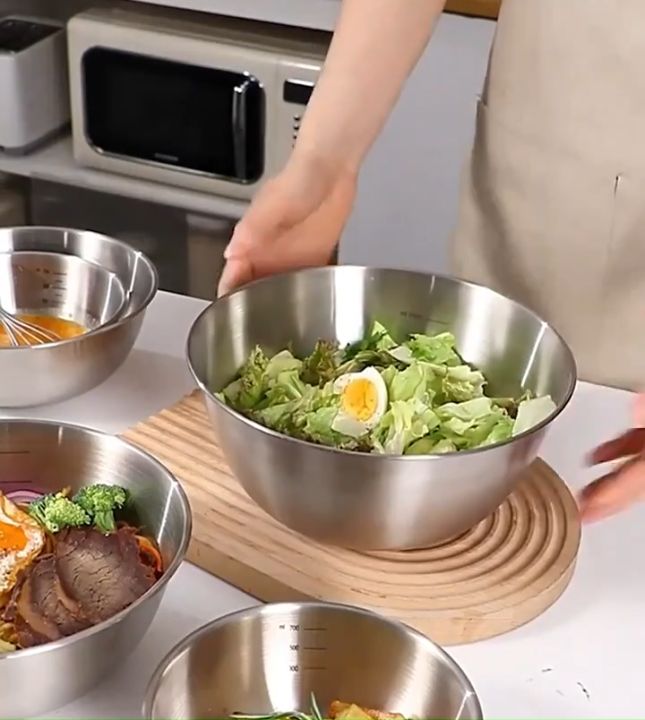 Nipiin Korean Stainless Steel Mixing Bowl Fruit Salad Bowls Storage ...