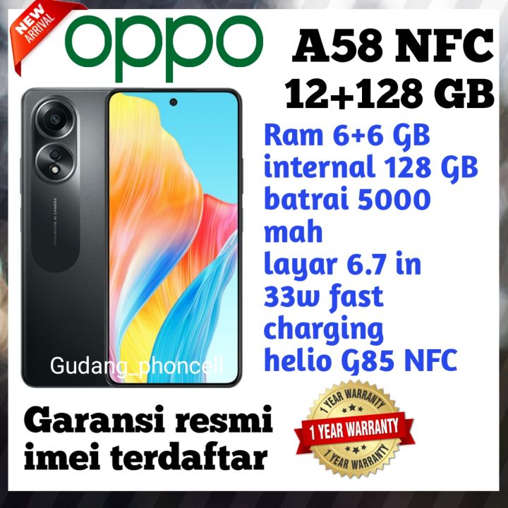 oppo A58 NFC Ram 8 + 128 GB extensi ram 6+6 GB (imei terdaftar ...