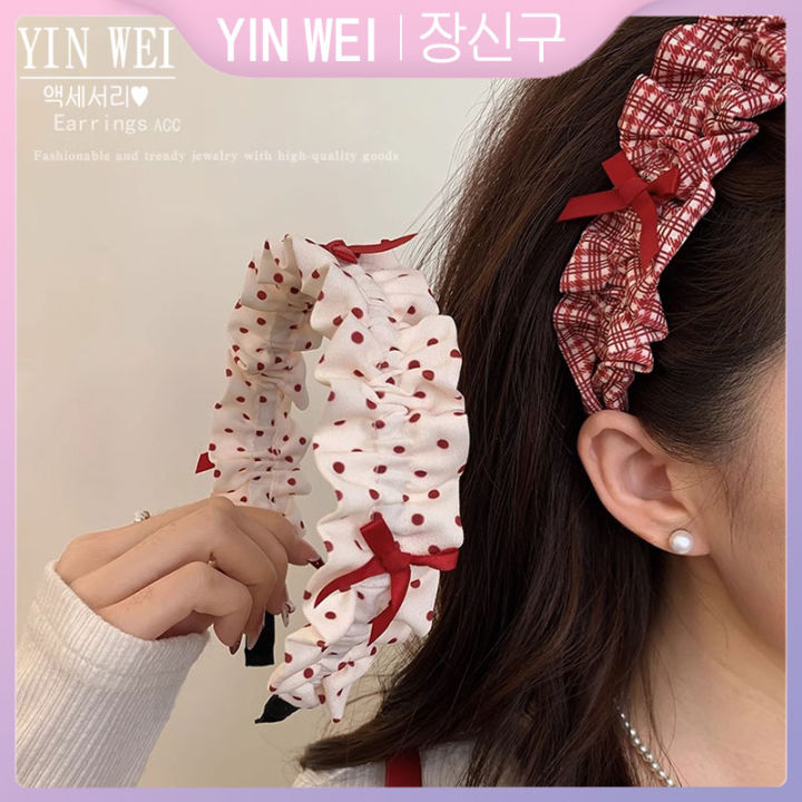 YIN WEI แถบคาดศีรษะโบแดงสำหรับผู้หญิง2025ใหม่ผ้าคาดผมล้างหน้าสัมผัสขั้น ...
