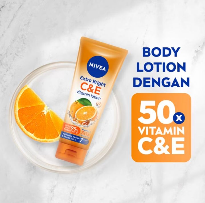 NIVEA Body Lotion Extra Bright C&E Vitamin Lotion 180ml - Mencerahkan & kulit kenyal dalam 7 ...
