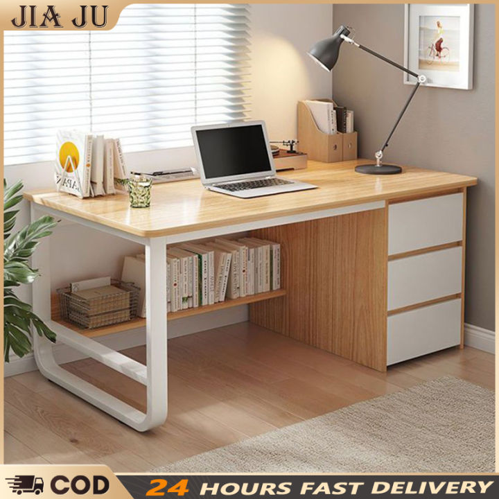 JIAJU-Office Computer Table Drawers Writing Student Study Desk Modern ...