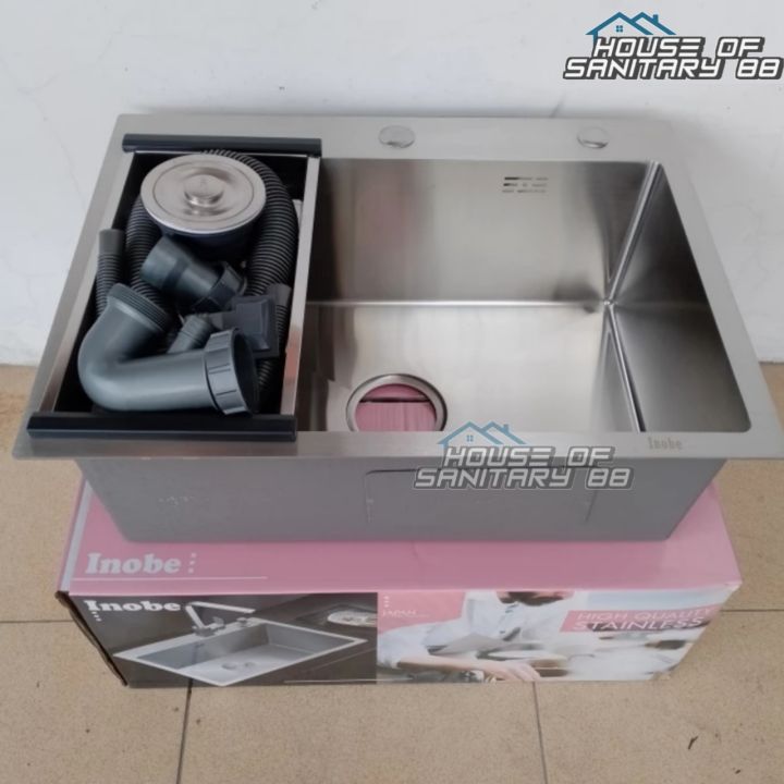 Kitchen sink / Bak cuci piring INOBE 6045 Stainless Sus 304 | Lazada ...