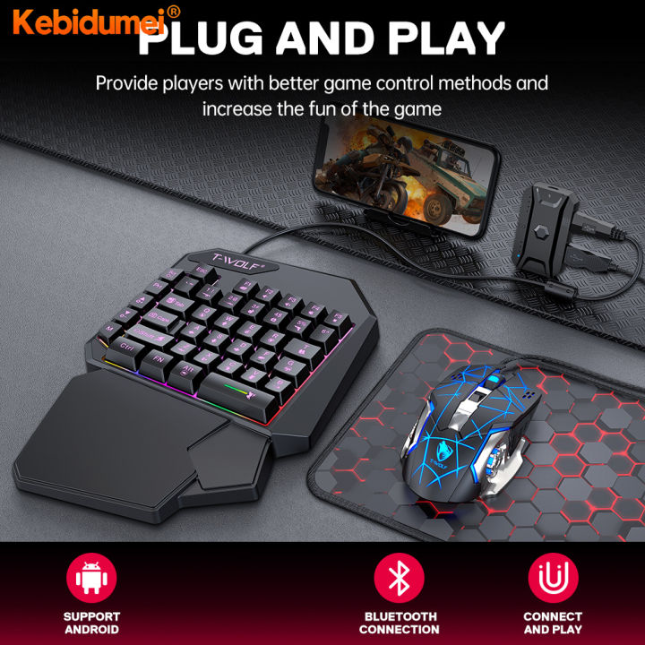 Kebidumei Wired Keyboard TF900 RGB One-handed Keyboard and Mouse Set ...