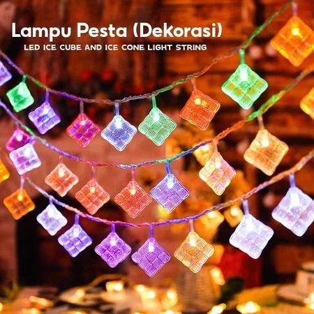 LAMPU HIAS NUANSA LEBARAN KETUPAT KUNING HIJAU 5 METER / LAMPU TUMBLER ...