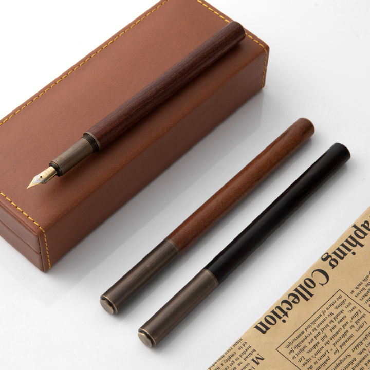 Luxury Retro Wood Bronze Fountain Pen Office Business Writing Art ...