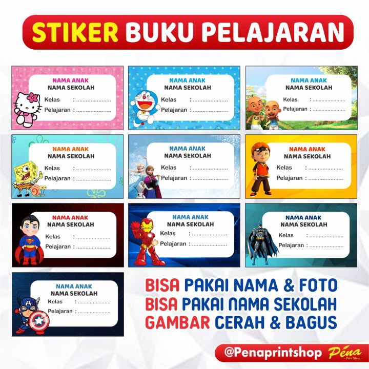Stiker Label Nama Buku Sekolah / Label Buku Mata Pelajaran / Stiker ...