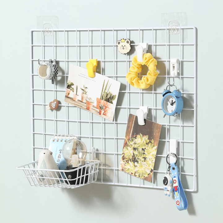 Wall-Mounted Mesh Storage Rack Bedroom Photo Wall Display Shelf ...