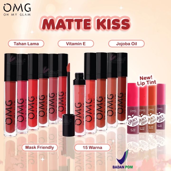 OMG OH MY GLAM MATTE KISS LIP CREAM 3.5G ( LIPSTICK LIPSTIK LIPCREAM ) BPOM HALAL OH MY GLOW ...