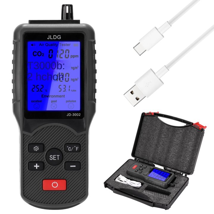 8in1 Air Quality Tester CO2 Meter Gas Analyzer CO2 Sensor TVOC Meter ...