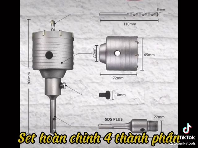 Cần nối chuôi gài, chuôi mũi khoét bê tông, chuôi mũi khoan rút lõi bê tông SDS-PLUS dài 110mm ...