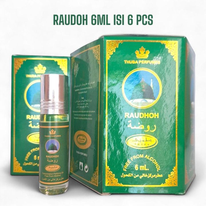 Perbox isi 6 Botol Aroma RAUDOH MADINAH - Minyak Wangi Kemasan THUBA ...