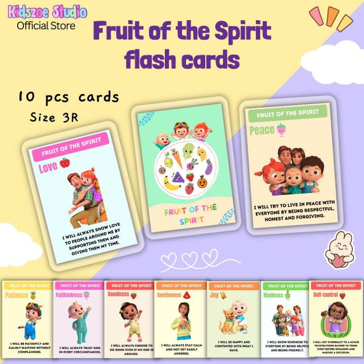 fruit of the spirit educational laminated flash cards christian bible ...