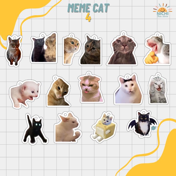 KEYCHAIN AKRILIK MEME CAT VER. 4/GANTUNGAN KUNCI MEME CAT VER. 4 ...