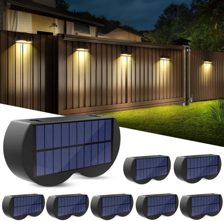 Solar Wall Lights Outdoor Waterproof RGB LED Solar Fence Light for ...