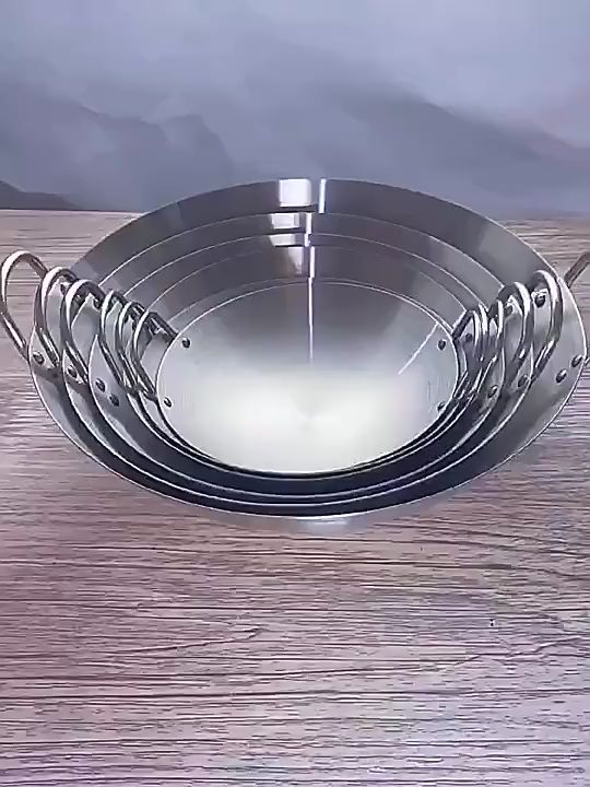 30/32/38/45/50CM Large-capacity Stainless Steel Wok Raging Fire Stove ...