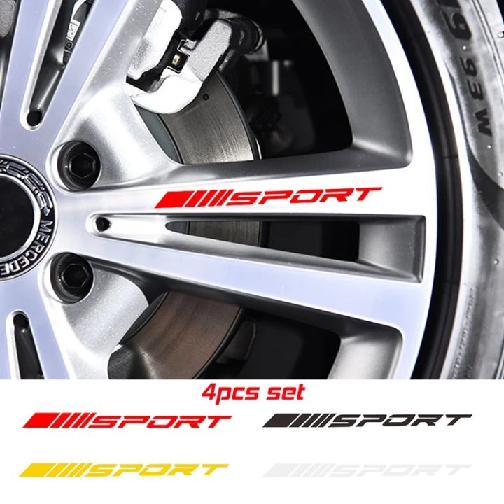 4Pcs Car Sticker Sports Font Car Body Sticker Auto Door Rims Wheel Hub ...