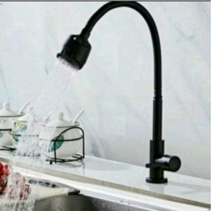 Kran sink flexible hitam meja stainless / Kran kitchen sink black ...