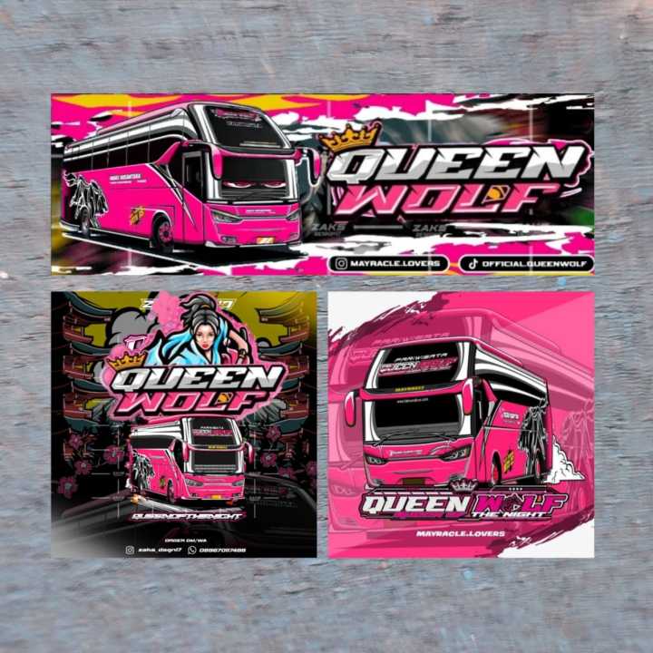 Stiker bus QUEENWOLF isi 3 stiker bis bus Midas Nusantara Queen wolf ...