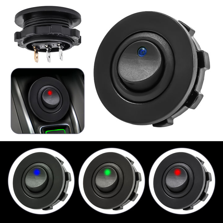3Pcs ON/OFF 12V Round Rocker Dot Switch Waterproof LED Light ...