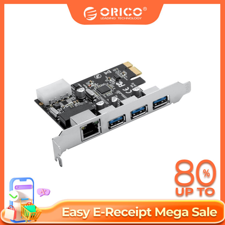 [ออก E-TAX ลดหย่อนภาษีได้] ORICO USB3.0 PCI Express การ์ดขยายเชื่อมต่อเครือข่าย Type-C Port ...