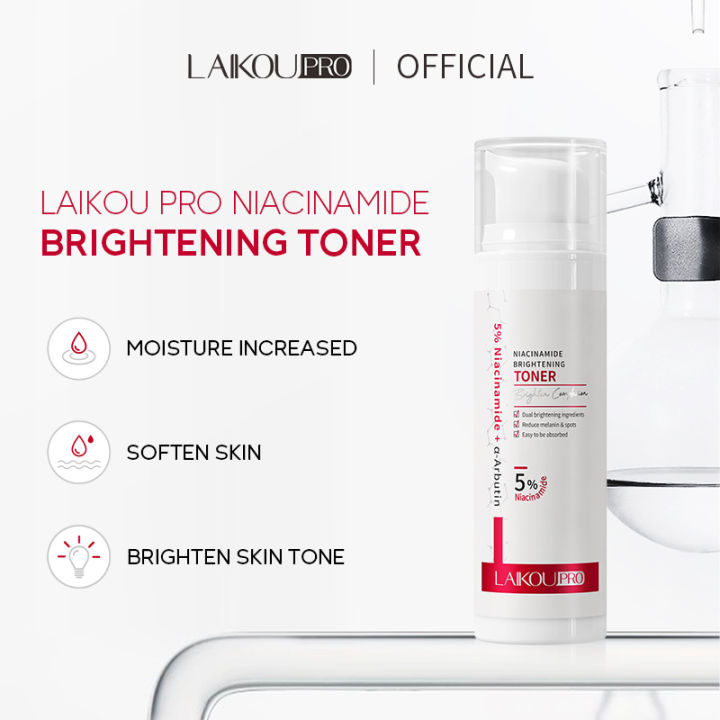 LAIKOU PRO Brightening Toner 50ml α-Arbutin 5% Niacinamide Dual Reduce ...