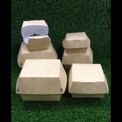 50pcs Plain Kraft Burger Box Small/Medium/Large Hamburger Box Burger ...