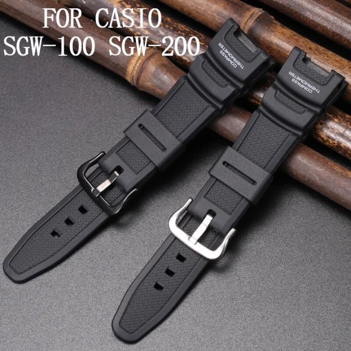 สายนาฬิกาเรซิ่นเหมาะสำหรับ Casio SGW100 SGW-100สายยางสำหรับผู้ชายกันน้ำ ...