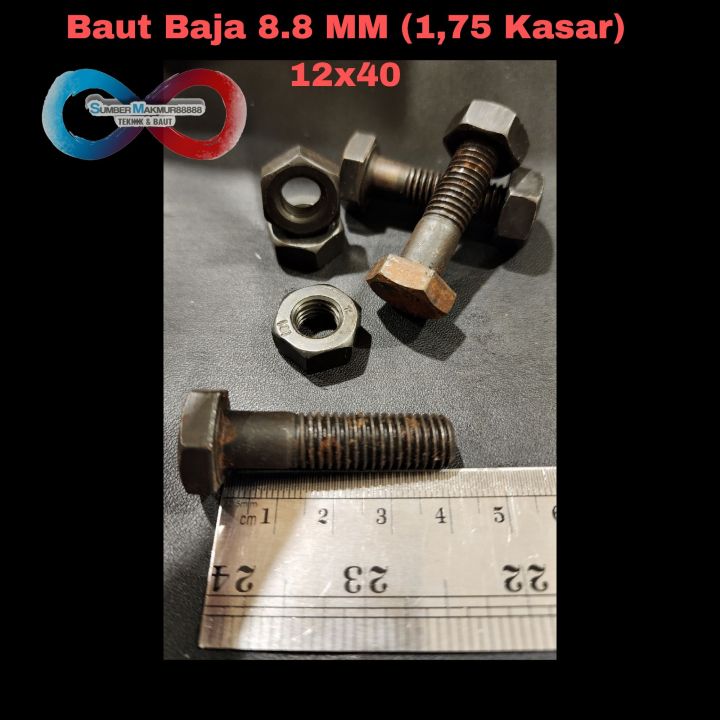 Baut Mur Baja htb (grade 8.8) 12x40 mm p.1,75 (per 1 pcs) | Lazada Indonesia